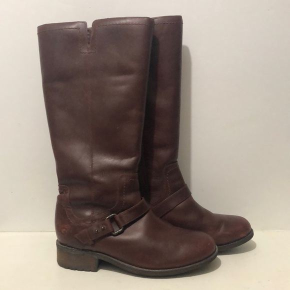 UGG | Shoes | Ugg Riding Boots Women 85 Red Wine Leather Metal Buckle ...